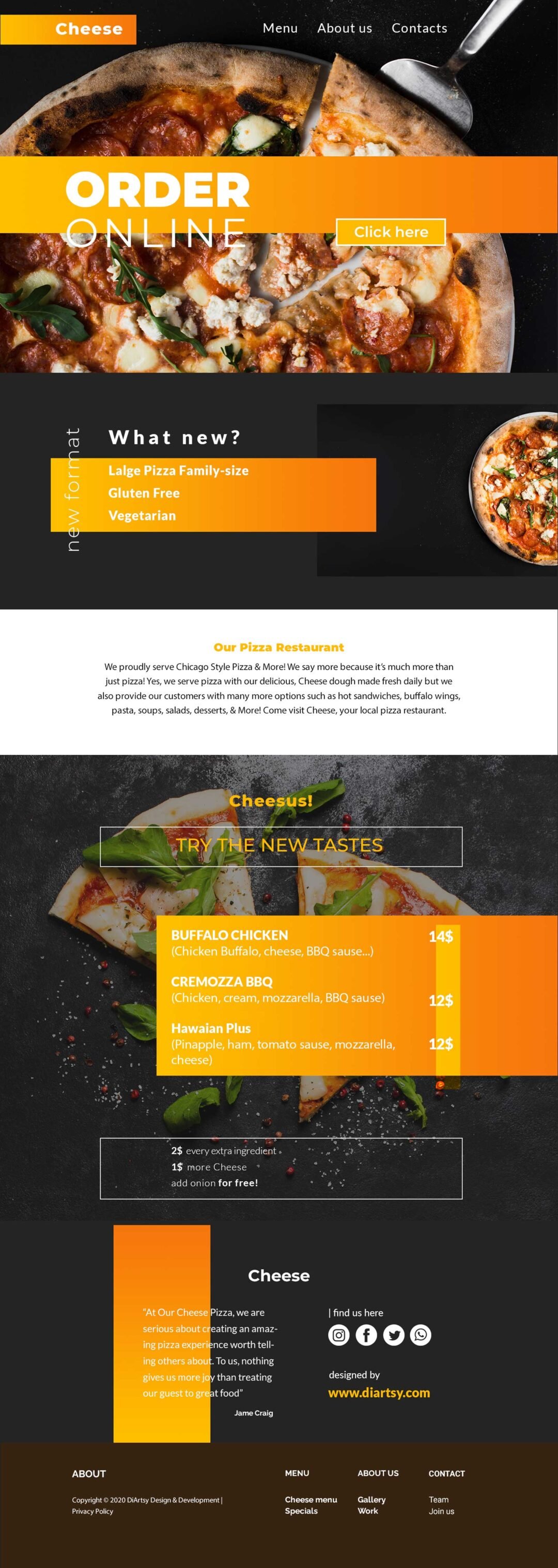 Pizza Website Design Template "CHEESE" (available for SALE) - DiArtsy